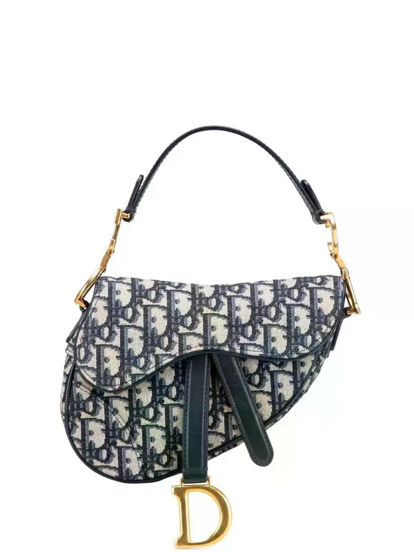 Dior Mini Oblique Canvas Saddle Bag Satchel - Blue