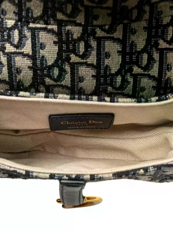 Dior Mini Oblique Canvas Saddle Bag Satchel - Blue