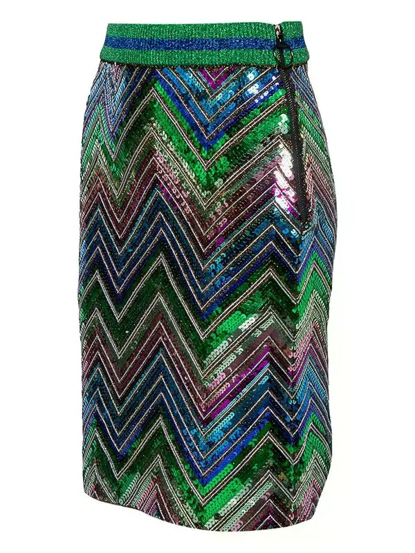 Gucci Chevron-pattern Sequinned Midi Skirt