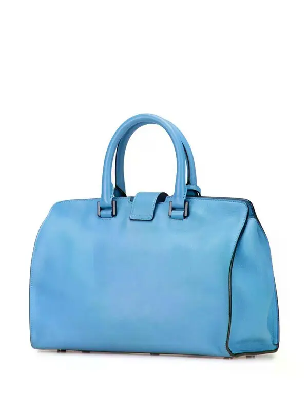 Saint Laurent Small Leather Monogram Cabas Satchel - Blue