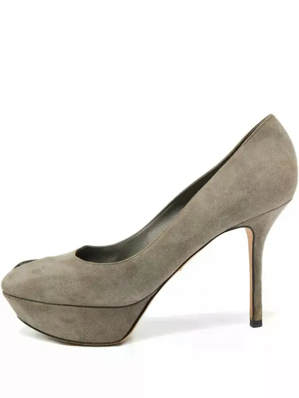 SERGIO ROSSI 105mm Leather Heeled Pumps - Grey