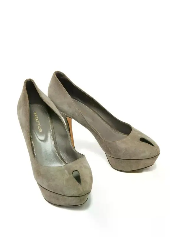 SERGIO ROSSI 105mm Leather Heeled Pumps - Grey