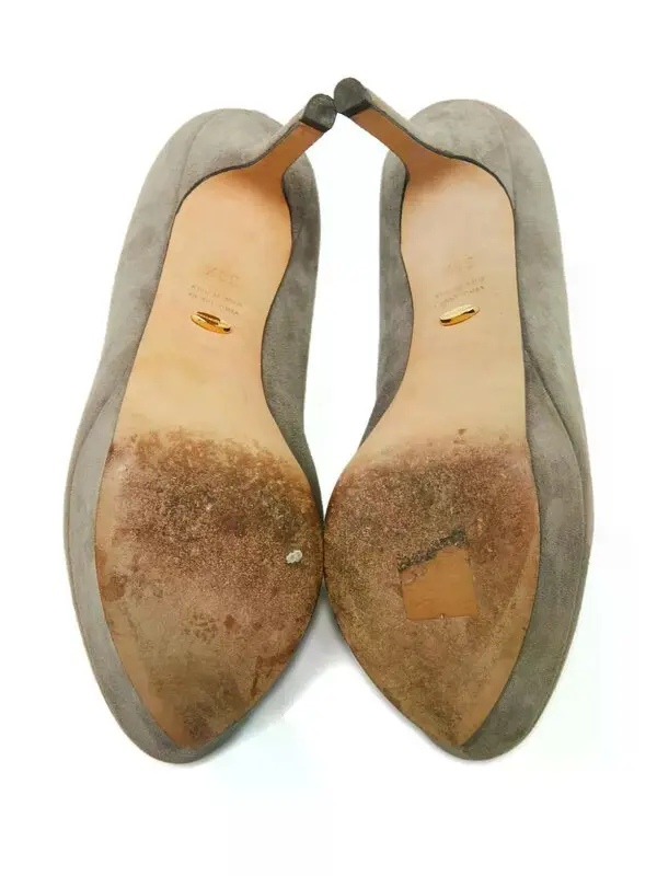 SERGIO ROSSI 105mm Leather Heeled Pumps - Grey