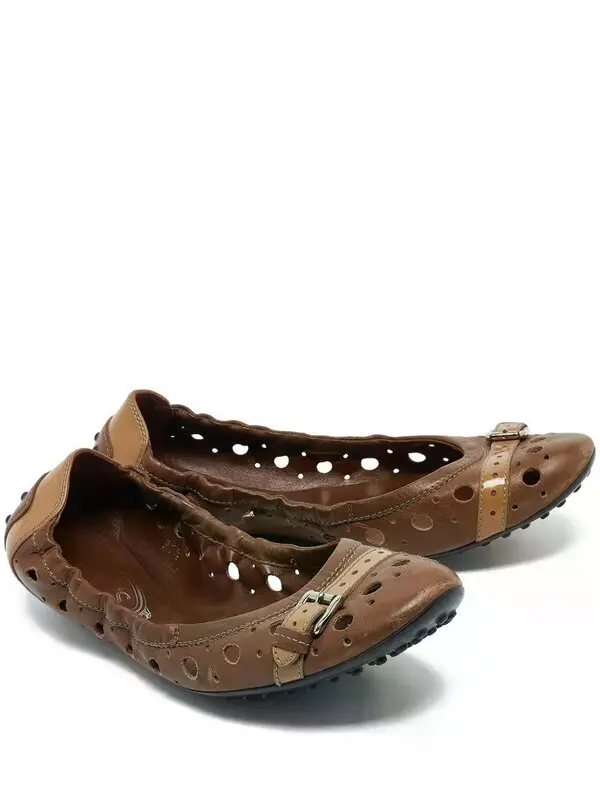 TOD'S Vintage Leather Ballet Flats - Brown