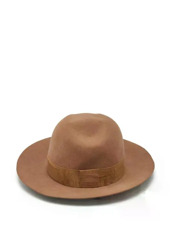 MAISON MICHEL Henrietta Fedora Hat - Brown