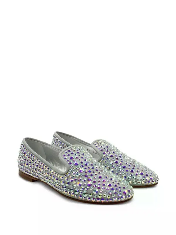 GIUSEPPE ZANOTTI Crystal Embellished Suede Loafers - Grey