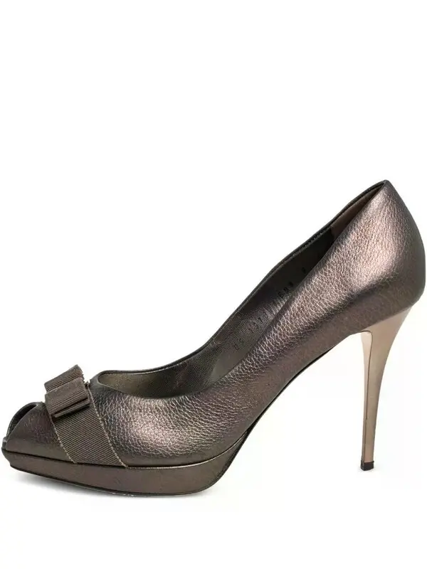 FERRAGAMO 105mm Vara Bow Detail Peep Toe Pumps