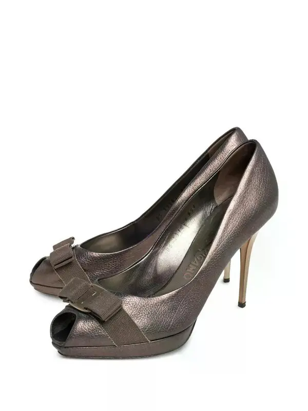 FERRAGAMO 105mm Vara Bow Detail Peep Toe Pumps
