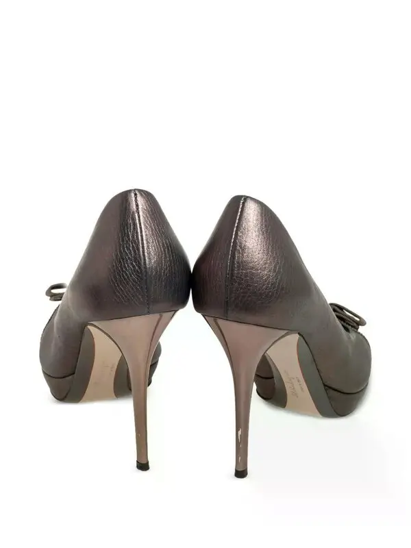 FERRAGAMO 105mm Vara Bow Detail Peep Toe Pumps