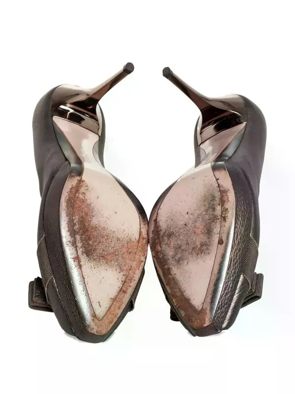 FERRAGAMO 105mm Vara Bow Detail Peep Toe Pumps