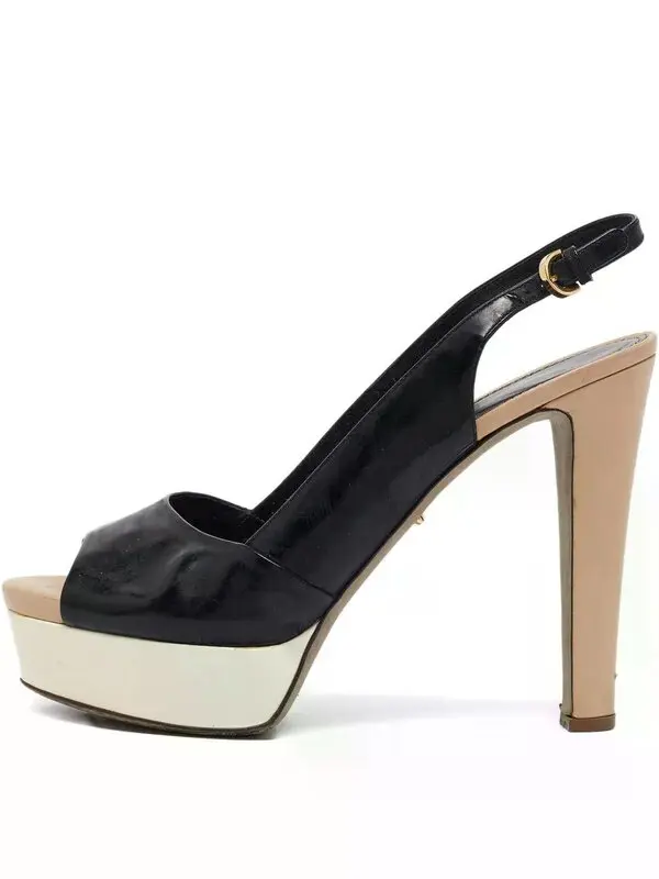 SERGIO ROSSI 110mm Leather Platform Sandals - Black