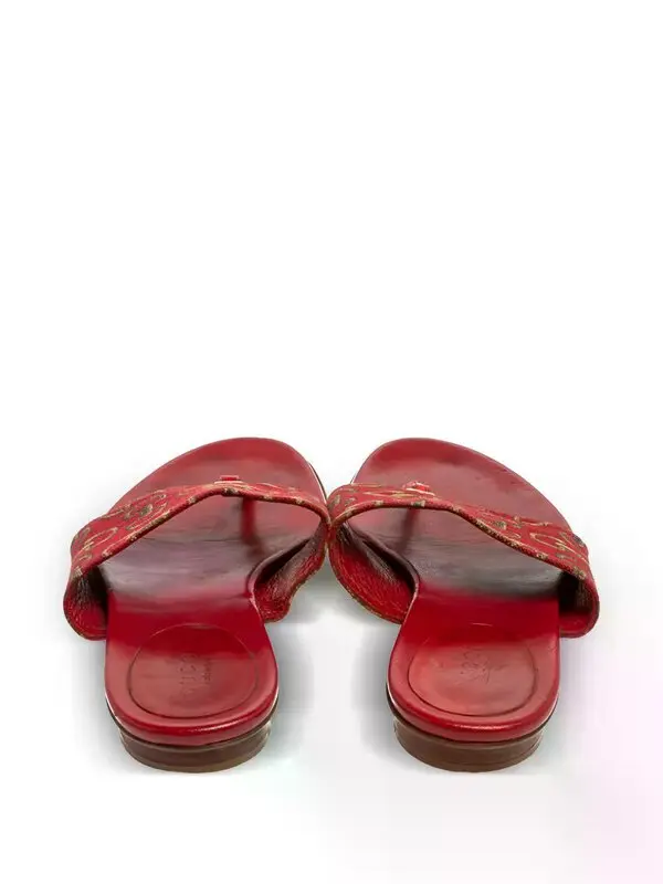 Gucci Horsebit Pattern Canvas Thong Sandals