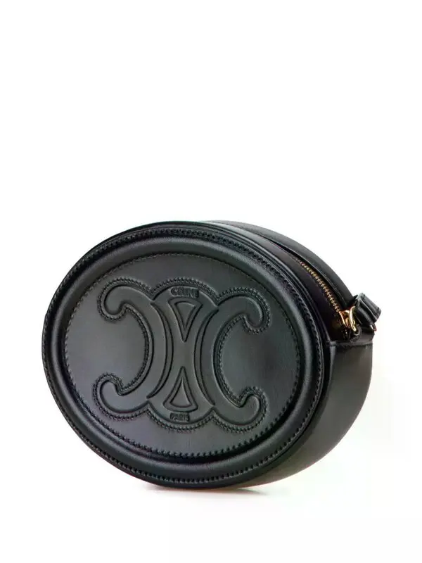 Celine 2021 Small Cuir Triomphe Oval Crossbody Bag - Black