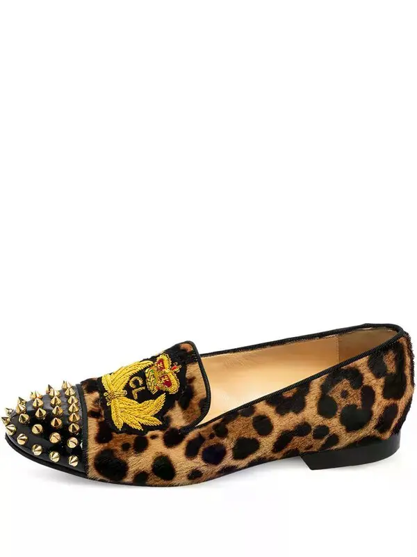 CHRISTIAN LOUBOUTIN Leopard-print Loafers - Brown