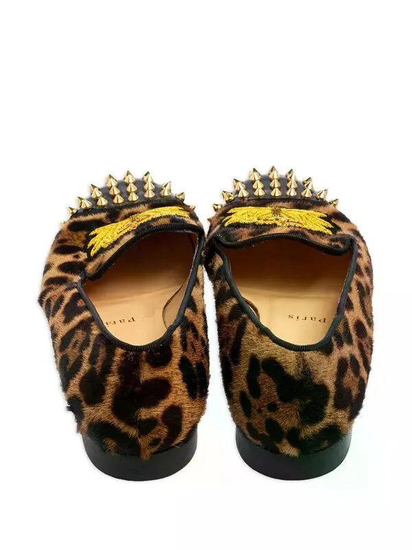 CHRISTIAN LOUBOUTIN Leopard-print Loafers - Brown