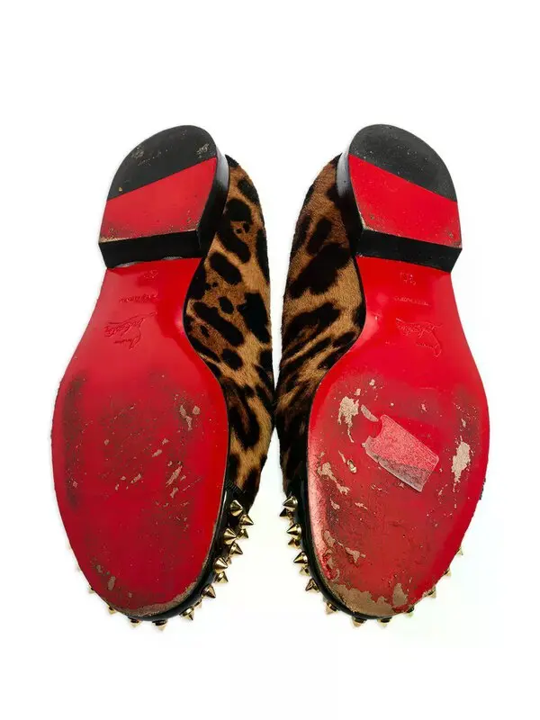 CHRISTIAN LOUBOUTIN Leopard-print Loafers - Brown