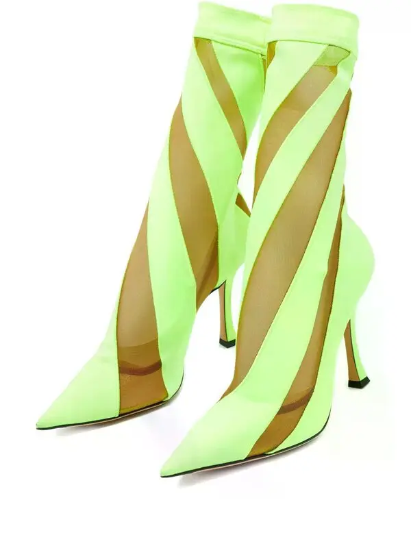 JIMMY CHOO X Mugler 110mm Mesh Panel Point Toe Boots - Green
