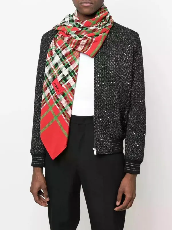 Saint Laurent 1990s Plaid-check Silk Scarf