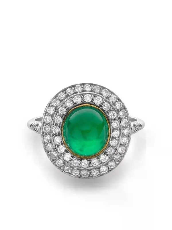 PRAGNELL Platinum, Emerald, And Diamond Ring - Silver