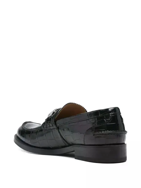 Versace Greca Crocodile-effect Loafers