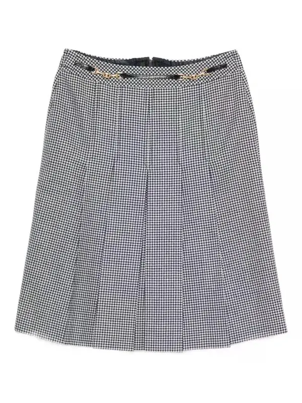 Celine 1970s Triomphe Wool Houndstooth Skirt