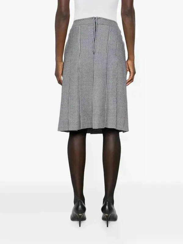 Celine 1970s Triomphe Wool Houndstooth Skirt