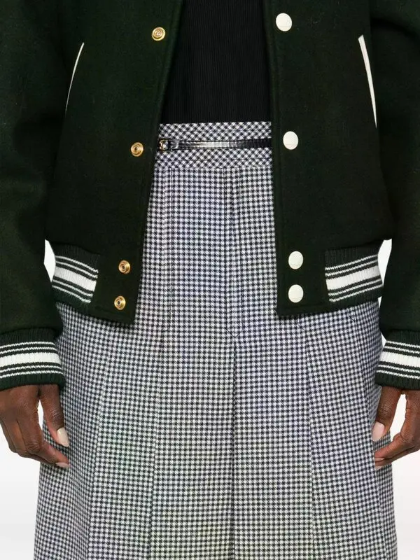 Celine 1970s Triomphe Wool Houndstooth Skirt