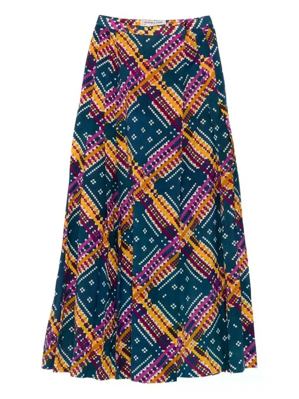 Saint Laurent 1970s Pleated Skirt - Blue