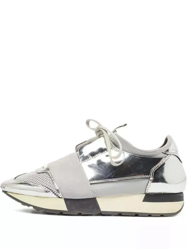 Balenciaga Mesh Leather Sneakers - Silver