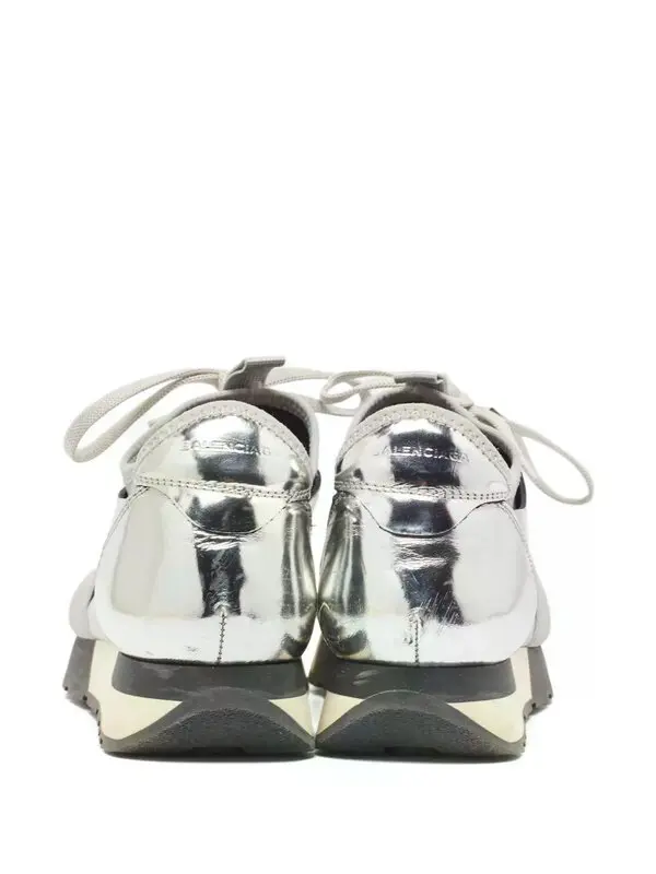 Balenciaga Mesh Leather Sneakers - Silver
