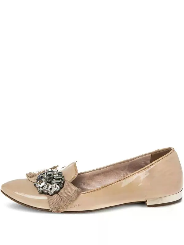 Miu Miu Embellished Ballet Flats - Neutrals