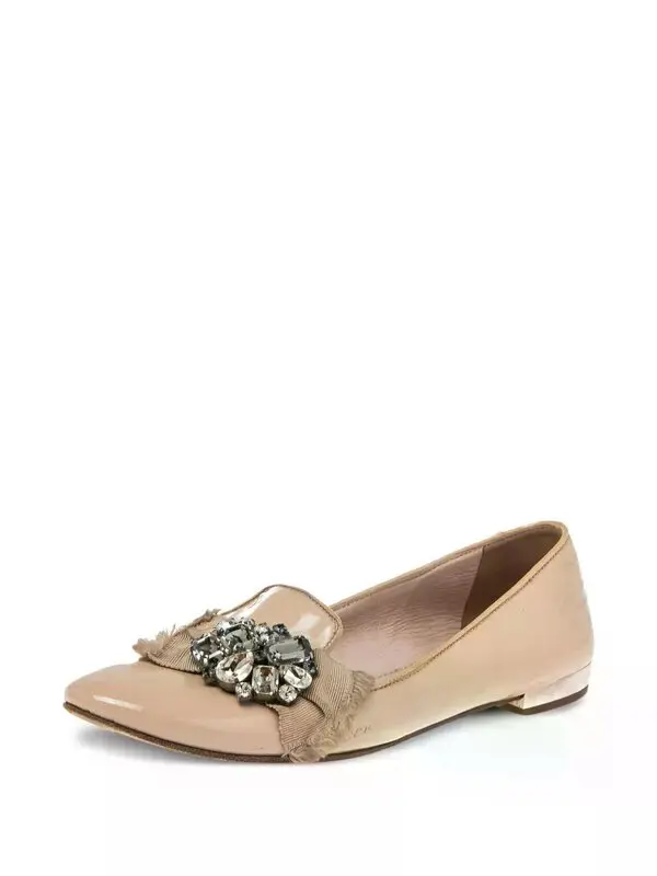 Miu Miu Embellished Ballet Flats - Neutrals