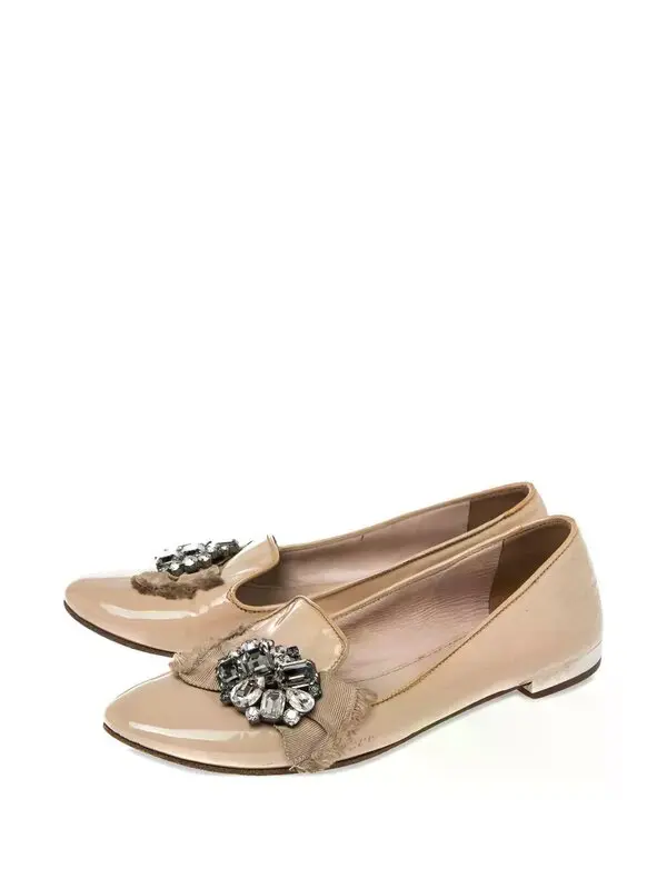 Miu Miu Embellished Ballet Flats - Neutrals