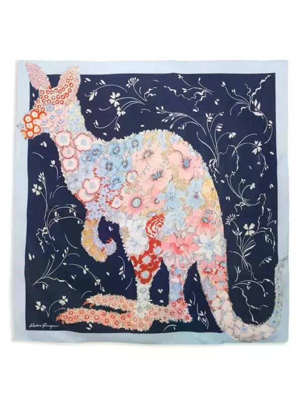 FERRAGAMO 1980s Silk Scarf - Blue