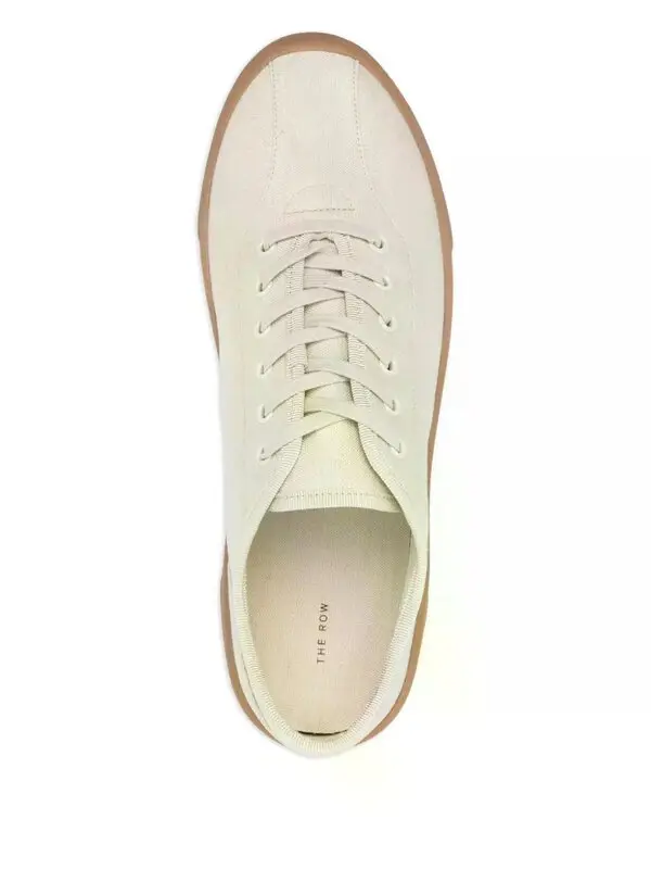 THE ROW Sage Tint Lace-up Natural Rubber Sole Canvas Sneakers - Neutrals