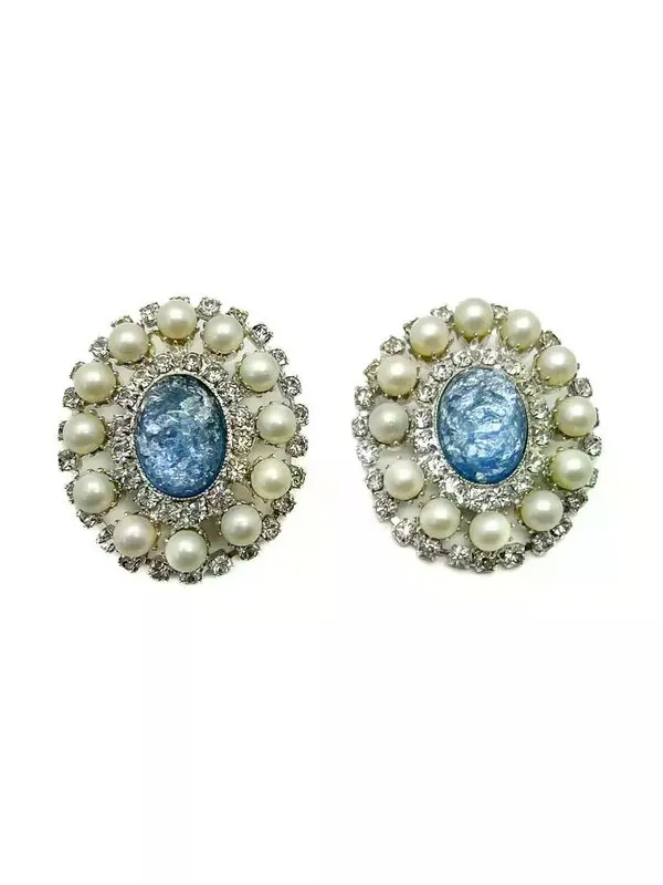 JENNIFER GIBSON JEWELLERY 1980s Easter Egg And Pearl Earrings - Silver