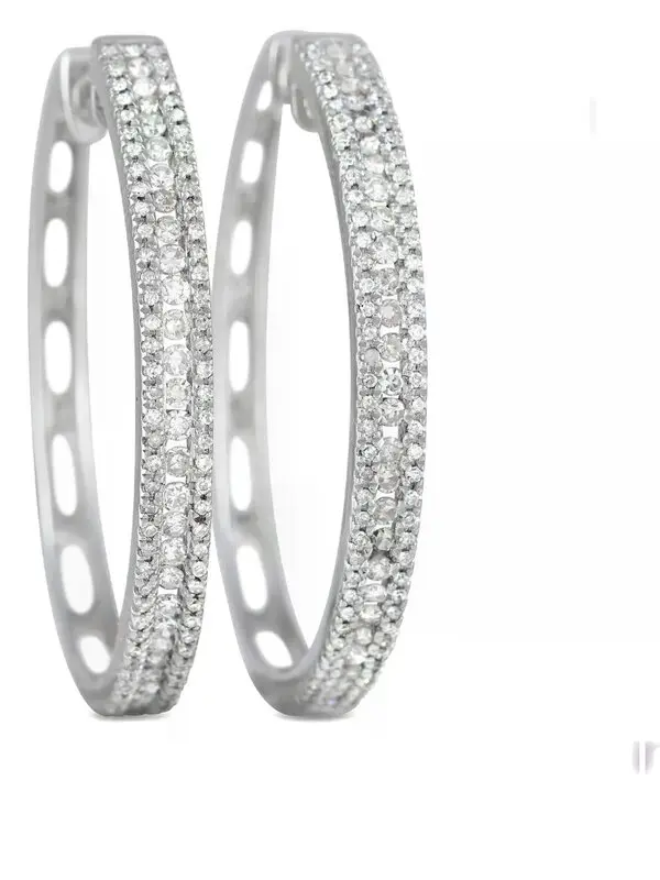 LB EXCLUSIVE 14k White Gold 1.06ct Diamond Hoop Earrings