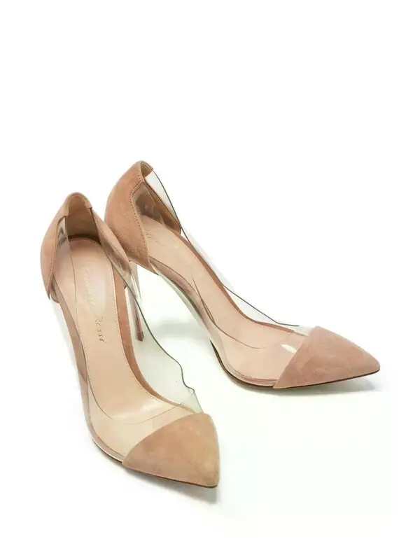 GIANVITO ROSSI 100mm Plexi Transparent-panel Suede Pumps