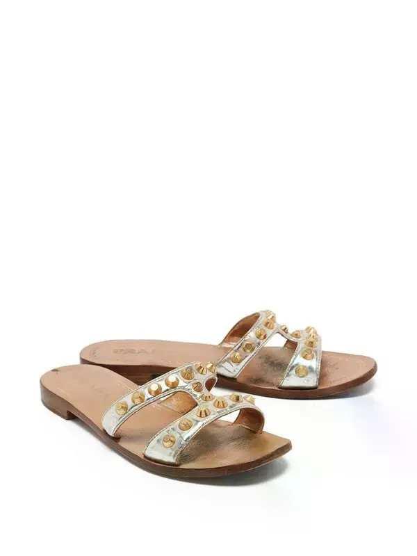 Prada Metallic Leather Studded Sandals