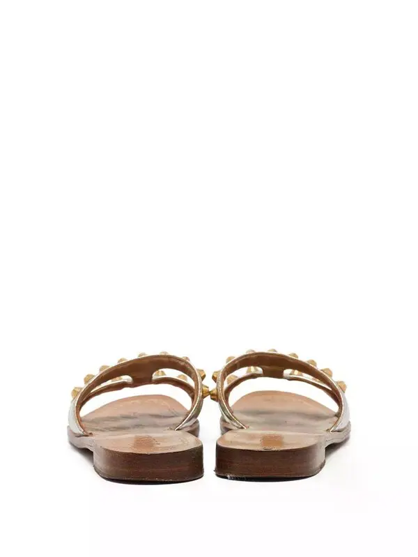 Prada Metallic Leather Studded Sandals