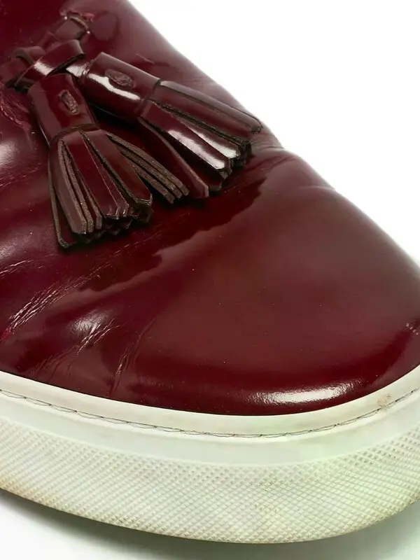 Celine Burgundy Leather Tassel Slip-on Sneakers