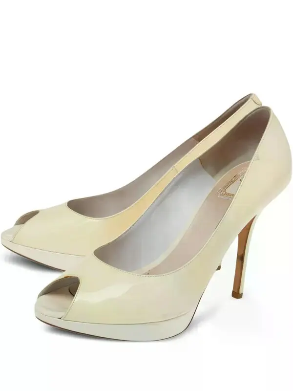 Dior 115mm Patent Leather Peep-toe Pumps
