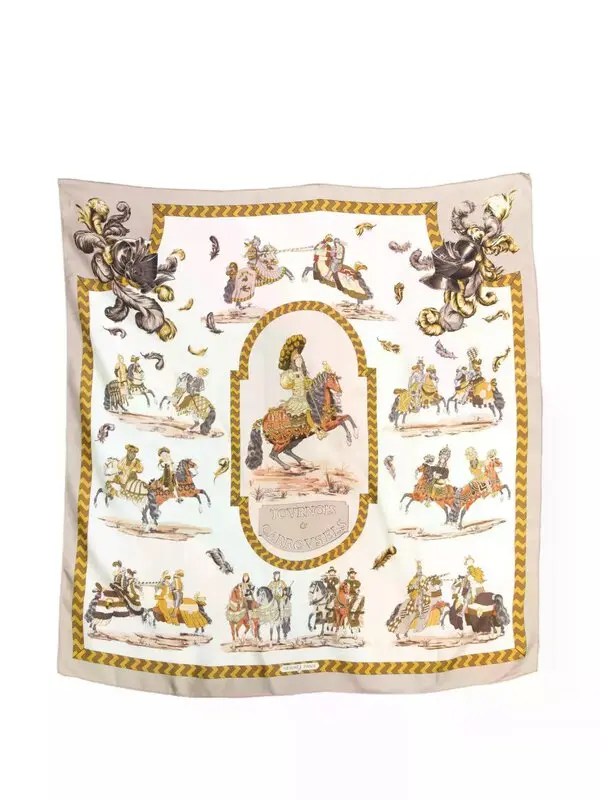 Hermès 1960s Tournois Et Carrousels Silk Scarf - Grey