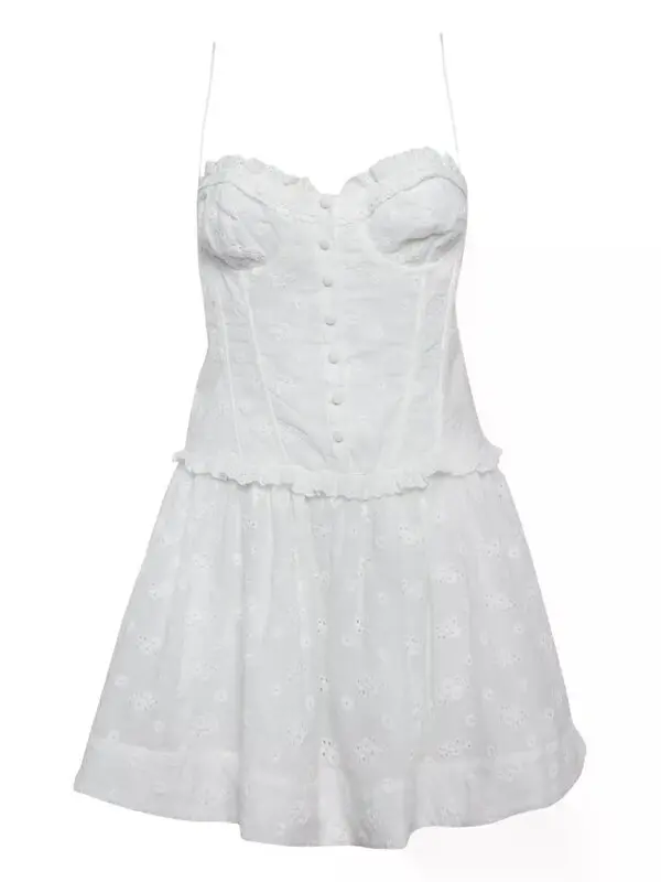 For Love & Lemons Embroidered Cotton Dress - White