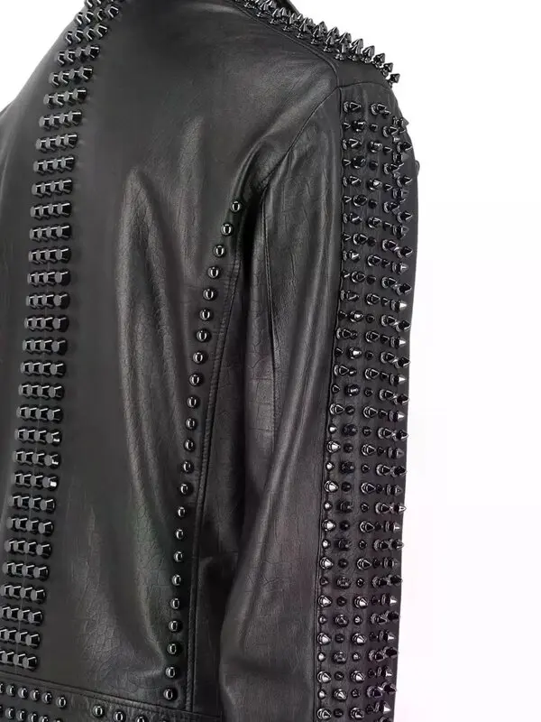 Vintage Studded Zip-front Biker Jacket