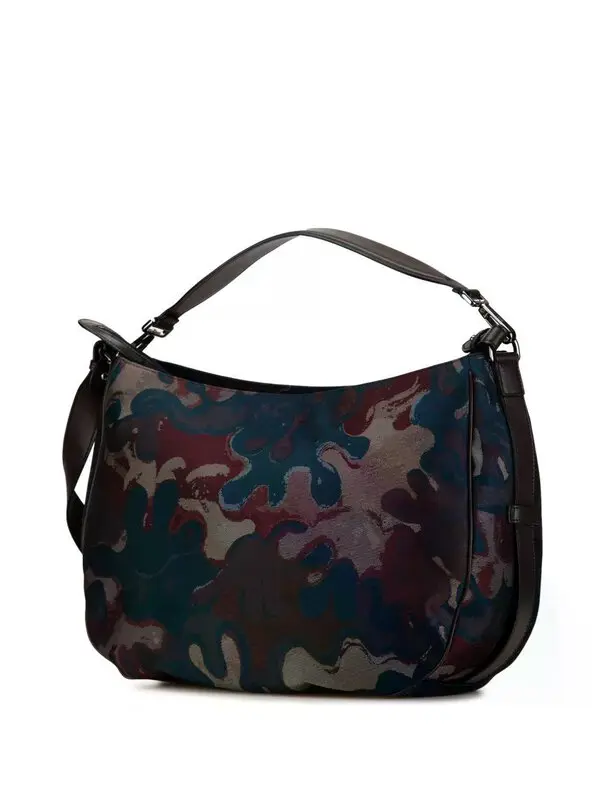Dior 2021 Peter Doig Canvas Camouflage Soft Saddle Bag - Brown
