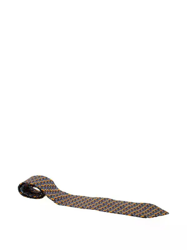 Ermenegildo Zegna Patterned Jacquard Silk Tie - Orange