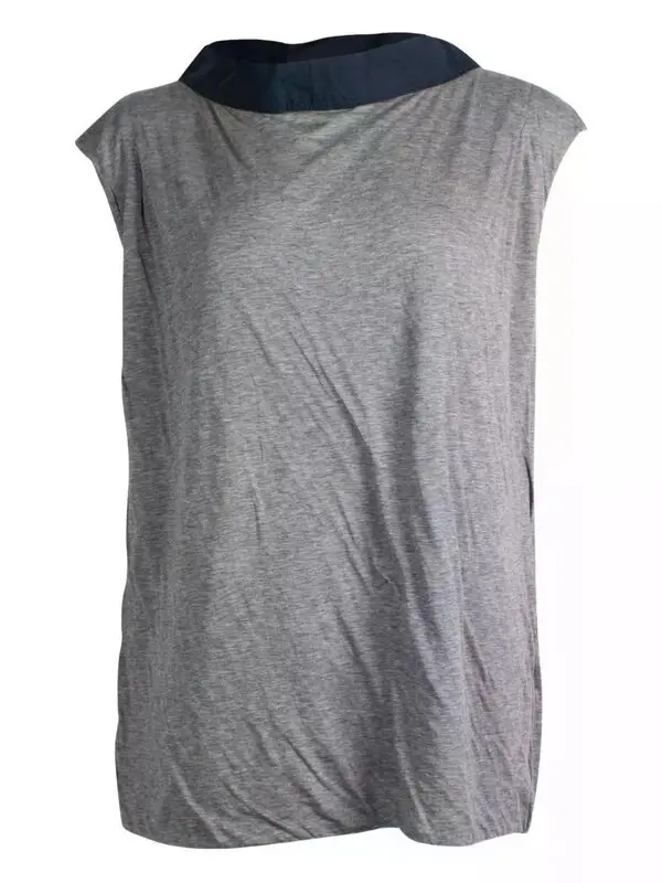 Marni Contrast Collar Cap Sleeve T-shirt