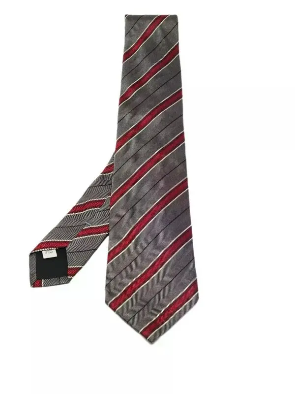 Valentino Garavani Herringbone Striped Tie - Grey