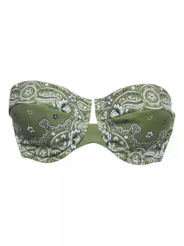 Zimmermann Paisley-print Bandeau Bikini Top - Green